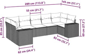 7dílná zahradní sedací souprava a podušky světle šedá polyratan 3222991