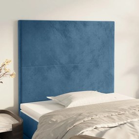 Čelo postele tmavě modré 80x5x118/128 cm sametové 3116086