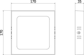 Mexen LDSS, LED stropní svítidlo, rozměr 17 x 17 cm, 12W, neutrální - 4000K, 1320 lm, bílá - L213-017-1240-20