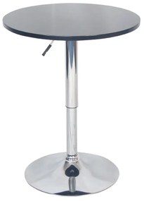 Barový stůl s nastavitelnou výškou, černá, průměr 60 cm, BRANY NEW