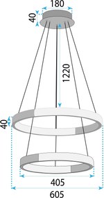 Toolight Toolight, LED závěsné osvětlení, 38W, 3000K, LHJ044-CP2, zlatá, OSW-60027