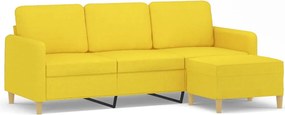 3místná pohovka s podnožkou světle žlutá 180 cm textil 3201197