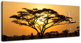 Gario Obraz s hodinami Akácie v Serengeti Rozměry: 100 x 40 cm