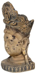 Šedo-zlatá dekorace socha hlava Buddha – 11x9x22 cm