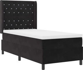 Postel s boxspringem s matrací s čelo Černá 100 x 200 cm samet 3341944