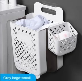 Skládací závěsný košík do koupelny 2 ks Barva: Bílá s šedou, Velikost: Velká + malá