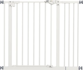 PawHut Zabezpečovací Zábrana Na Schody s 14 cm Expanzí Bez Vrtání pro Šířky 74-94 cm, Dvojitě Otevíratelná Zábrana, Bílá