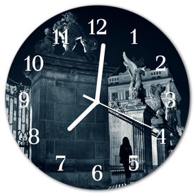 Nástenné skleněné hodiny Městské památky fi 30 cm