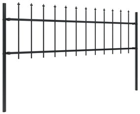 vidaXL Zahradní plot s hroty ocelový 11,9 x 0,6 m černý