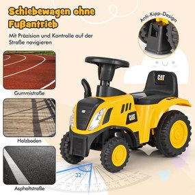 Costway Dětský traktor Caterpillar s bagrem a přívěsem, žlutý