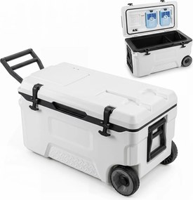 Costway Chladicí box 50 L Velký termobox z plastu s kolečky a madlem Izolovaný