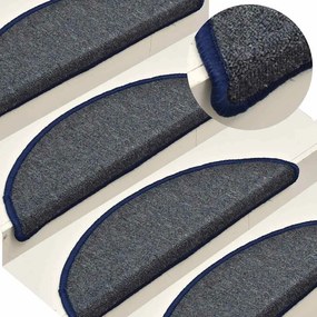 Schodové rohože 30 ks 56 x 17 x 3 cm tmavě šedé a modré, půlkulaté 3365743