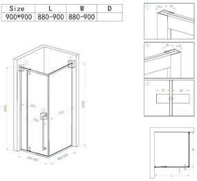 BPS-koupelny Čtvercový sprchový kout HYD-SK11B 90x90 černá/transparent + vanička HYD-SSV-RIKO černá