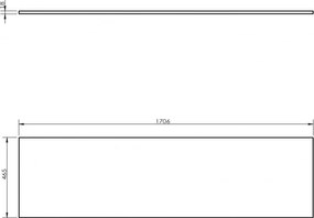 Mexen Uni, pracovní deska 170 cm, bílá matná, 91AXX-1704-464-18-01