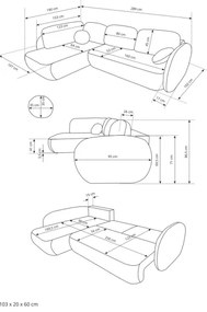 Rohová rozkládací sedací souprava s úložným prostorem do L OLBIA pravá béžová