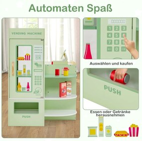 Costway Dětský dřevěný obchod s bočním pultem – 89 × 57 × 80 cm, zelený