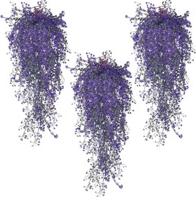 Camerazar Visící dekorační umělé květiny, 3 kusy, fialové popínavé vrby