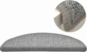 Schodové rohože 15 ks 56 x 17 x 3 cm světle šedé, půlkulaté 322370