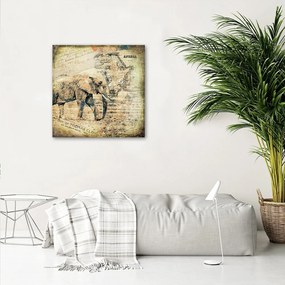 Gario Obraz na plátně Slon a stará mapa Afriky - Andrea Haase Rozměry: 30 x 30 cm