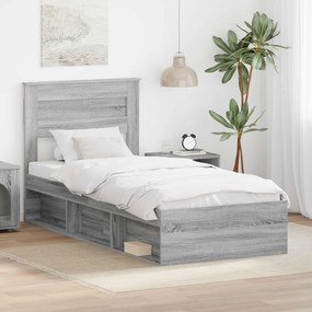 Rám postele s čelo Šedá Sonoma 75 x 190 cm Masivní borové dřevo 3409820