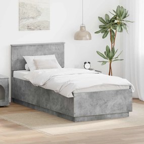 Rám postele s čelo Betonově šedá 100 x 200 cm Kompozitní dřevo 3408197