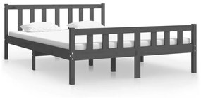 810656 vidaXL Rám postele šedý masivní dřevo 135 x 190 cm dvojlůžko