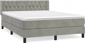 Box spring postel s matrací světle šedá 140x190 cm samet 3131135