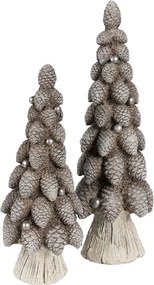 Hnědá dekorace vánoční stromek se šiškami Christmas Tree - Ø 7*19 cm