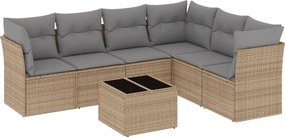 7dílná zahradní sedací souprava s poduškami béžová polyratan 3217689