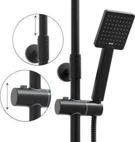 Erga Flova, sprchová souprava s termostatickou baterií a dešťovou hlavicí 20x20cm, černá matná, ERG-YKA-BP.FLOVA THERM 20 BLK