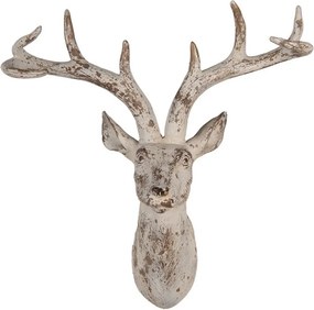 Béžová antik nástěnná dekorace Jelen Deer - 33*16*37 cm