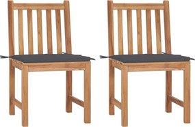 vidaXL Zahradní židle 2 ks s poduškami masivní teakové dřevo [3062924] Barva: antracitová