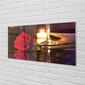 akrylový obraz Rose svíčka sklo 125x50 cm