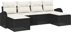 Set pohovek 6 ks Černá a bílá polyratan 3354816