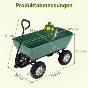 Costway Zahradní vozík s funkcí naklápění do 410 kg Ruční vozík s objemem 125 L