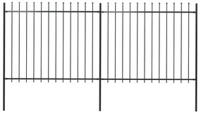 Zahradní plot s kopím nahoře ocelový 337 x 150 cm černý 277630