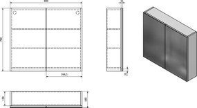 Aqualine, VEGA galerka 80x70x18cm, dub platin, VG880