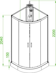 BPS-koupelny Hydromasážní box HYD-Porto 01A 80x80 cm černá/transparent