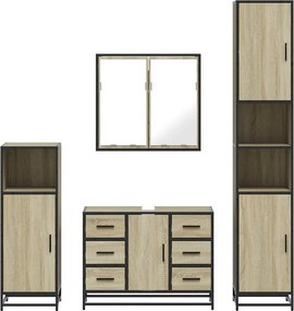 4dílný set koupelnového nábytku dub sonoma kompozitní dřevo 3301201