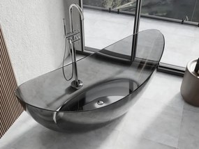 Mexen Vea černá volně stojící vana transparentní 180 x 80 cm, zátka chrom - 58091808013