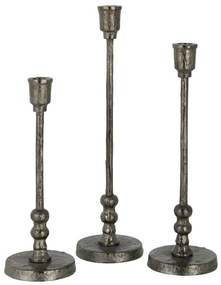 Set 3ks granitový antik kovový svícen na úzkou svíčku Becca - Ø 10*40 cm
