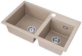 Gamma Modern 8020, 2-komorový granitový dřez 795x495x210 mm, béžová, GMA-KAT00047