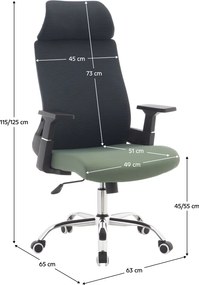 Kondela Kancelářské křeslo, tmavě šedá/zelená/chrom, nosnost 150 kg, HOLGER