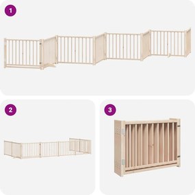 Zábrana pro psy s dvířky skládací 8 panelů 640 cm topol 3155722