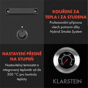 Klarstein Flintstone, udírna, 1600 W, integrovaný teploměr, nerezová ocel, černá