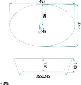 Keramické umyvadlo na desku REA Samanta Zen 49,5x38 mramor