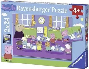 Ravensburger Prasátko Peppa: Ve škole - 2 x 24 dílků / od 4 let