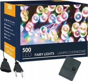 LED světelný řetěz - 34,5m, 500LED, 8 funkcí, multicolor