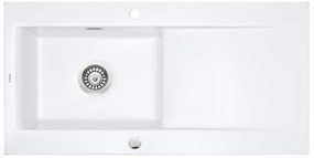Deante Sabor, keramický dřez na desku 1015x510x210 mm + prostorově úsporný sifon, 1-komorový, bílá, ZCB_6113