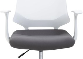Kancelářská židle KA-R202 GREY, sedák šedá látka, bílý PP plast, výškově nastav.